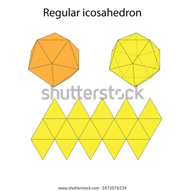 Icosahedron Net Regular Polyhedron Vector Illustration Stock Vector ...