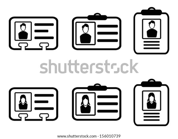 Id Card Icons Set Stock Vector (Royalty Free) 156010739