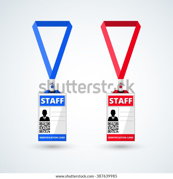 id card staff with lanyard set. vector illustration