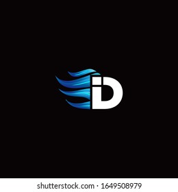 Id Monogram Logo Blue Fire Style Stock Vector (Royalty Free) 1649508979 ...