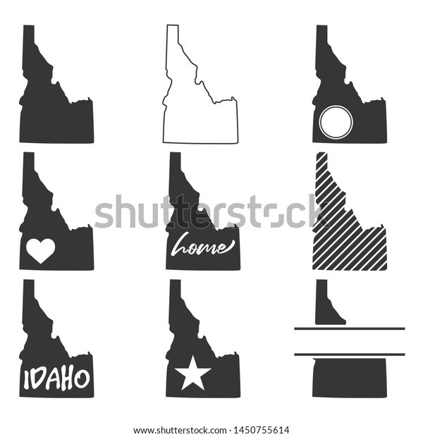 Idaho Map Symbol Icon Set Flat: стоковая векторная графика (без ...
