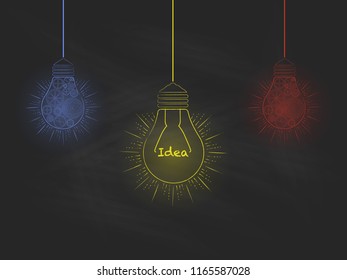 Idea Concept Three Color Light Bulb Stock Vector (Royalty Free ...