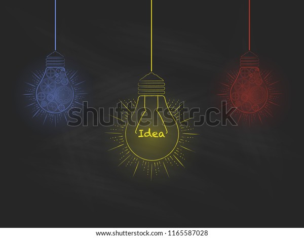 Idea Concept Three Color Light Bulb Stock Vector (Royalty Free ...