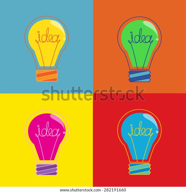 Idea Light Bulb Pop Art Poster Stock Vector (Royalty Free) 282191660 ...