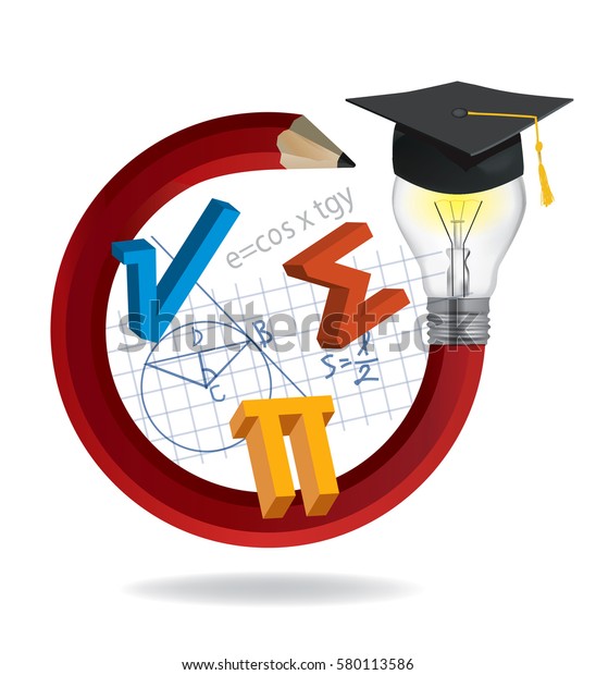 Idea Pencil Graduation Cap Math Symbols Stock Vector (Royalty Free ...