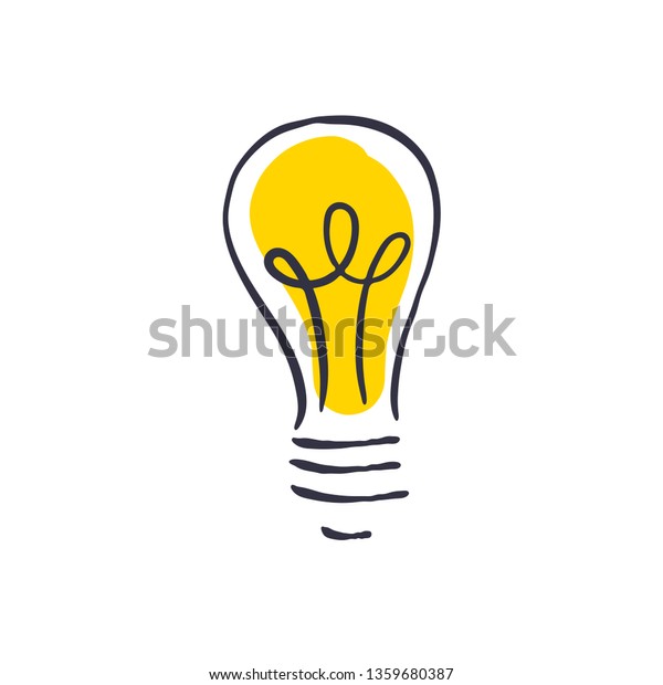 Idea Symbol Hand Drawn Lamp Lightbulb Stock Vector (Royalty Free ...