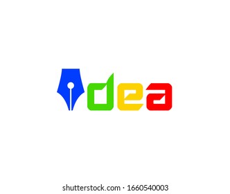 Idea Word Creative Logo Template Pen Stock Vector (Royalty Free ...