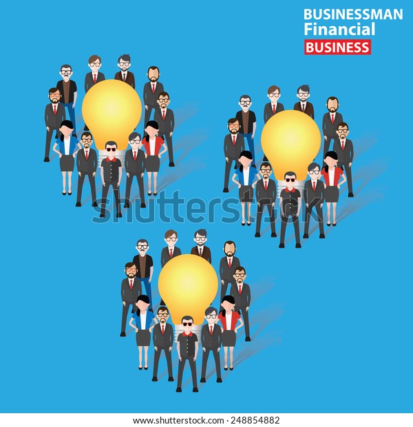 Ideas Teamworkcharacter Design On Blue Backgroundclean Stock Vector ...