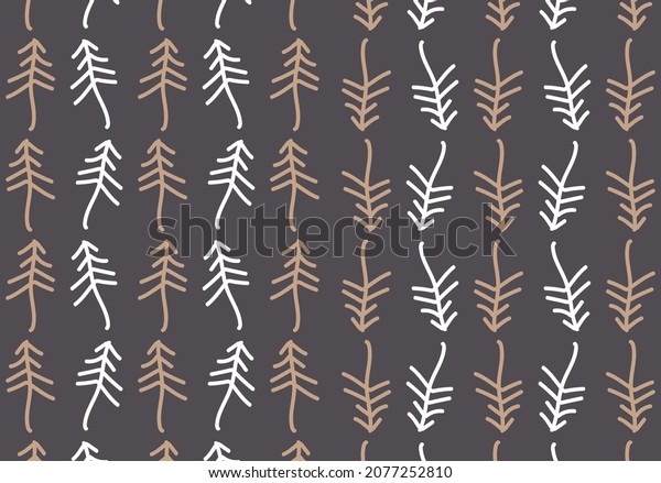 Identical Twigs Seamless Patterns Hand Drawn Stock Vector (Royalty Free ...