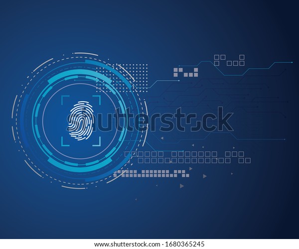 Identification Fingerprints Poster Illuminated Data Vector: เวกเตอร์ ...