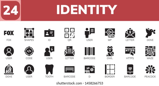 Identity Icon Set 24 Filled Identity Stock Vector (Royalty Free ...