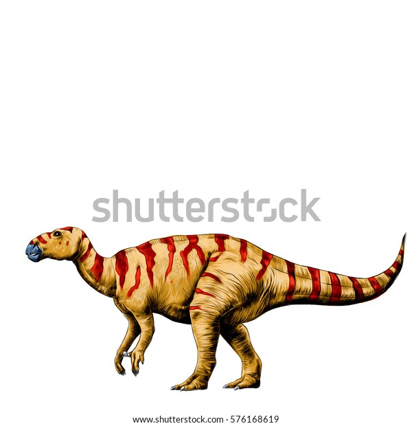 Iguanodon Dinosaur Vector Color Drawing Orange Stock Vector (Royalty ...