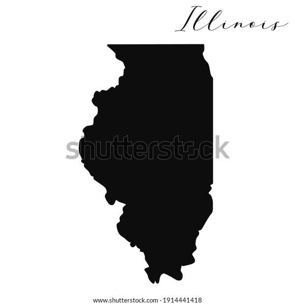 Illinois Black Silhouette Vector Map Editable Stock Vector (Royalty ...