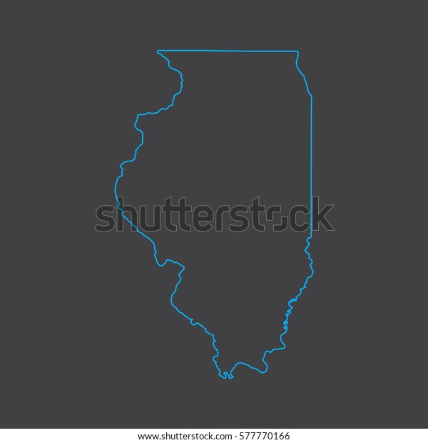 Illinois Map Blue Outline Stroke Line Stock Vector (Royalty Free ...