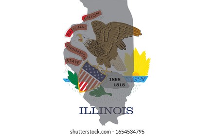 Illinois Silhouette On State Flag Background Stock Vector (Royalty Free ...
