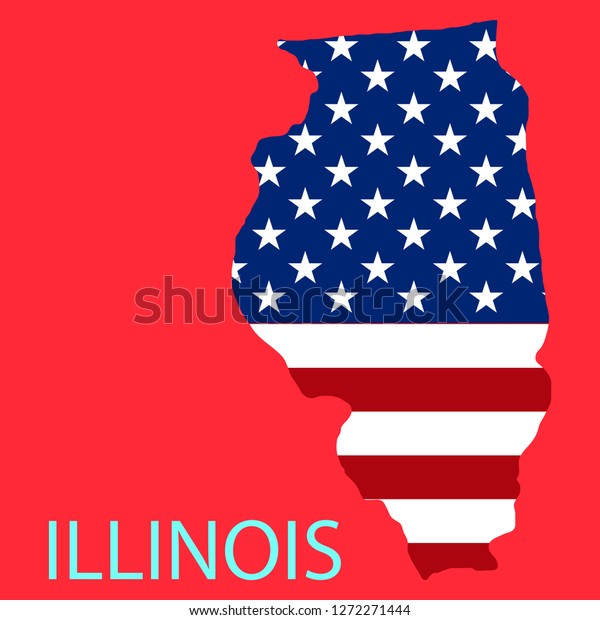 Illinois State America Map Flag Print Stock Vector (Royalty Free ...