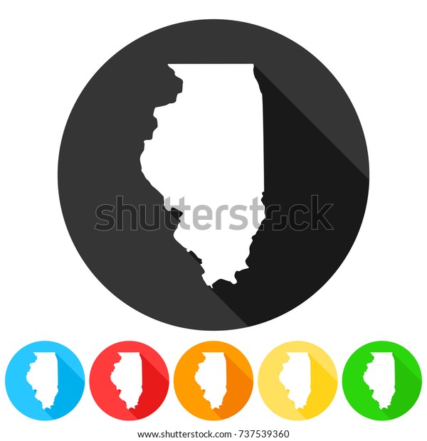 Illinois Usa Symbol Icon Round Flat Stock Vector (Royalty Free) 737539360