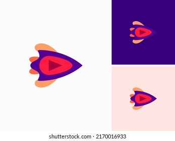 Illlustration Abstract Rocket Play Logo Design Stock Vector (Royalty ...