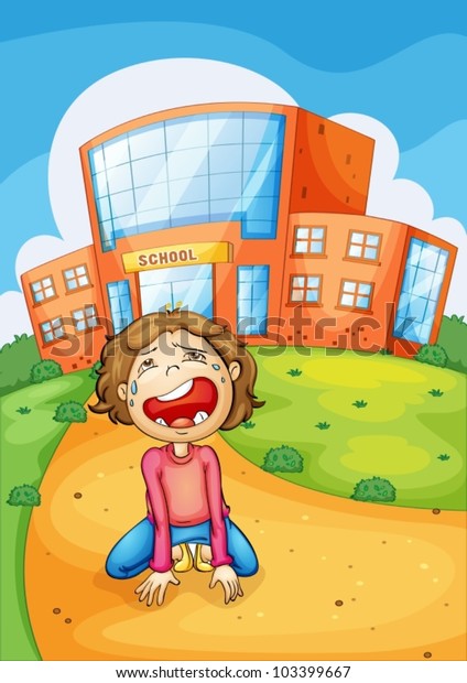 Illlustration Girl Crying School Stock Vector (Royalty Free) 103399667 ...