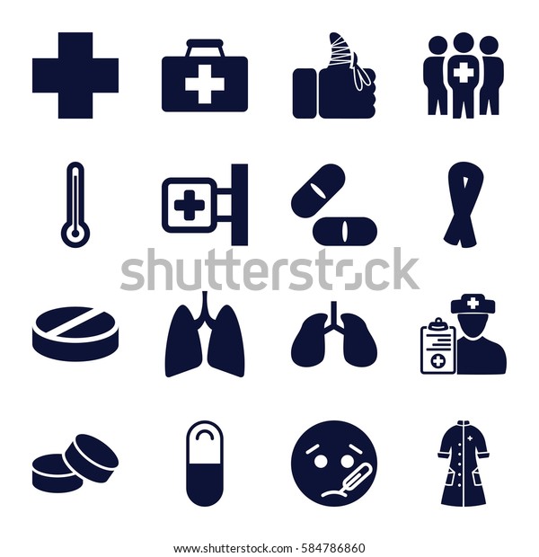 Illness Icons Set Set 16 Illness Stock Vector (Royalty Free) 584786860