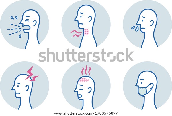 Illness Symptoms Simple Illustration Icon Set Stock Vector (Royalty ...