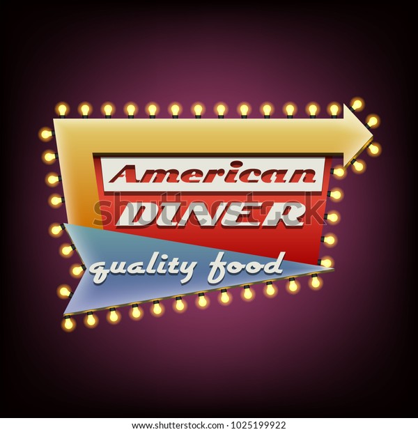 Illuminated Diner Sign Stock Vector (Royalty Free) 1025199922 ...