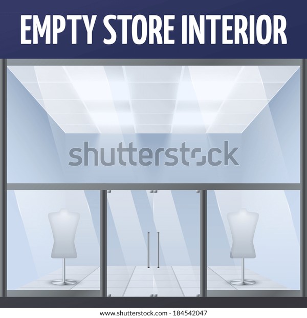 Illuminated Empty Department Store Building Interior Stock Vector ...