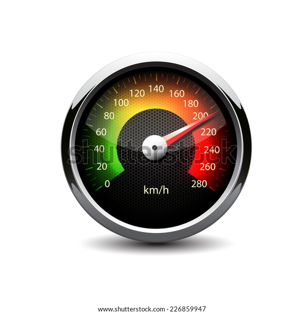 Illuminated Speedometer On White Background Stock Vector (Royalty Free ...