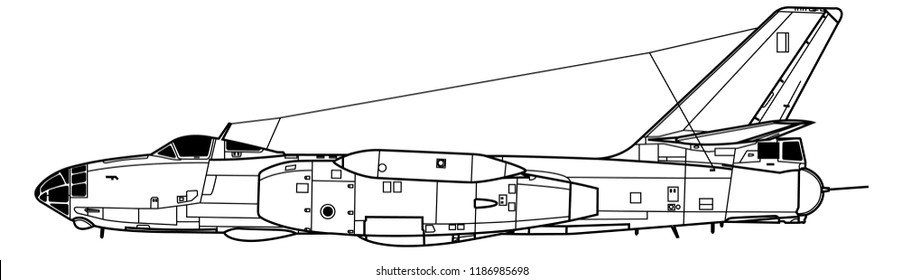 Illushin Il28 Beagle Outline Vector Drawing Stock Vector (Royalty Free ...