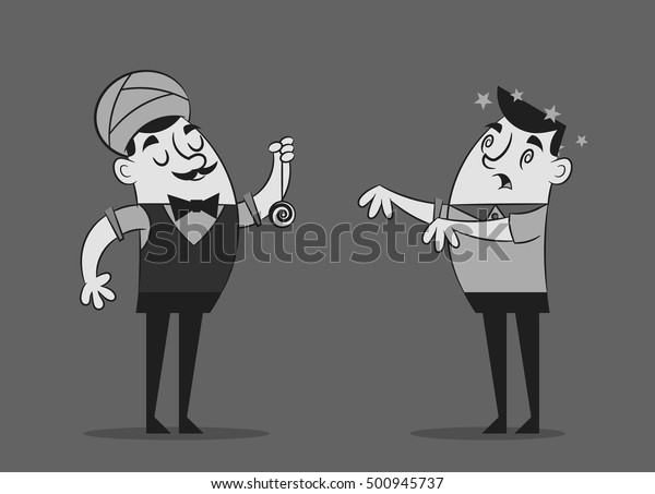Illusionist Hypnotizing Man Old Cartoon Style Stock Vector (Royalty ...