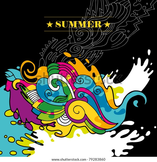 Illustrated Abstract Summer Background Color Vector Stock Vector ...