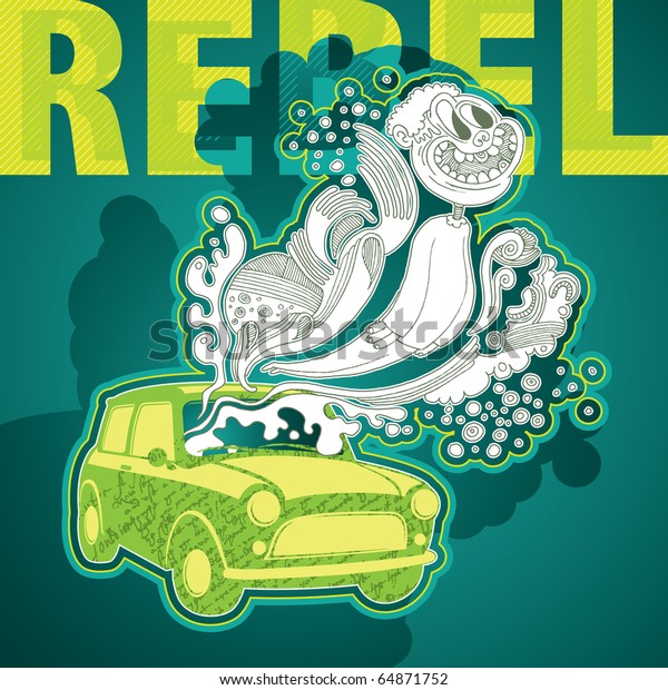 Illustrated Banner Stylized Car Vector Illustration Stock Vector ...