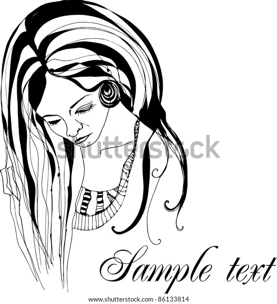Illustrated Beautiful Lady Vector Illustration Stock Vector (Royalty ...
