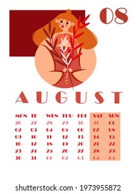 Illustrated Calendar August August Stock Vector (Royalty Free ...