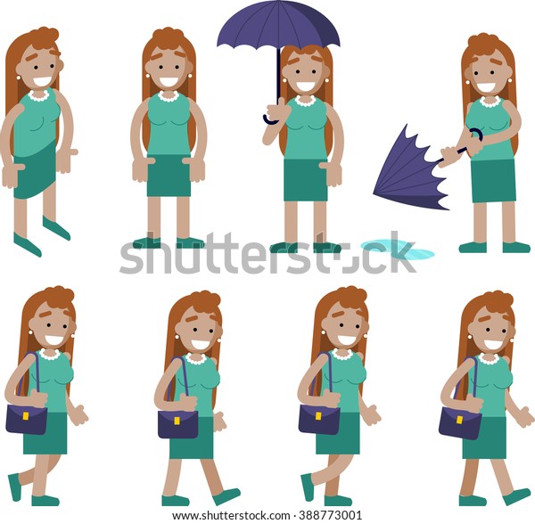 Illustrated Cartoon Office Worker Walking Her Stock Vector (Royalty ...