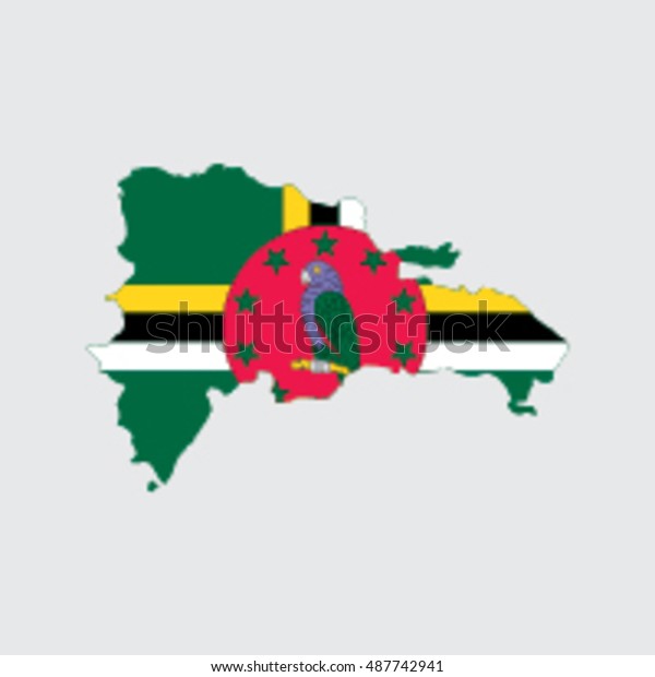 Illustrated Country Shape Flag Inside Dominica Stock Vector (Royalty ...