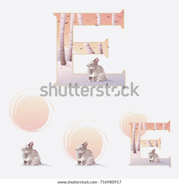 Illustrated Letter E Christmas Winter Theme Stock Vector (Royalty Free ...