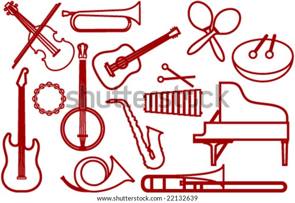 Illustrated Musical Instruments Stock Vector (Royalty Free) 22132639 ...