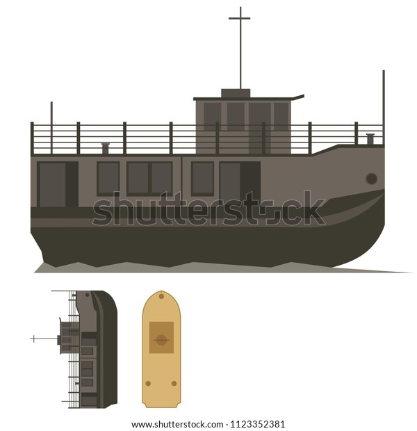 Illustrated Ship Top Side View Stock Vector (Royalty Free) 1123352381 ...