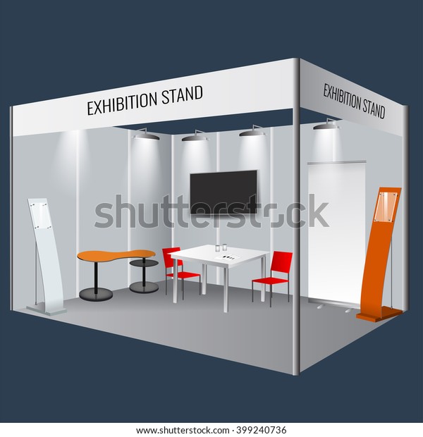 Illustrated Unique Creative Exhibition Stand Display Stock Vector ...