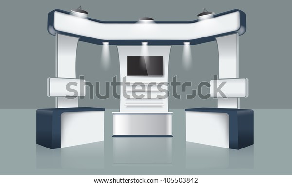Illustrated Unique Creative Exhibition Stand Display Stock Vector ...
