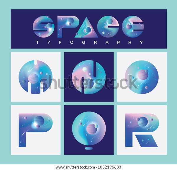 Illustrated Universe Vector Letters Blue Purple Stock Vector (Royalty ...