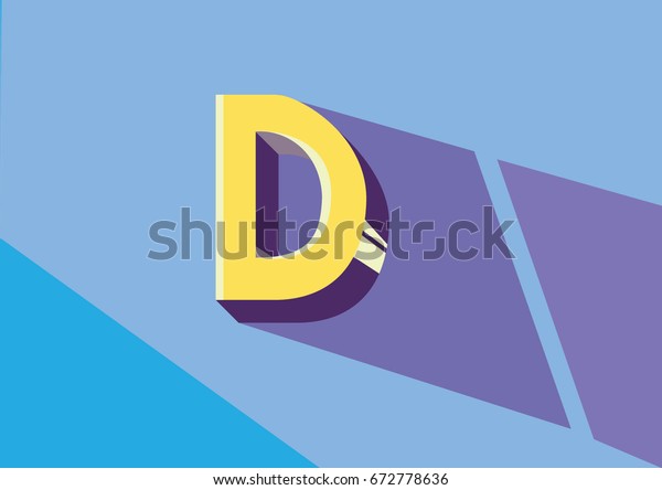 Illustrated Vector Colorful Letter D Shadow Stock Vector (Royalty Free ...