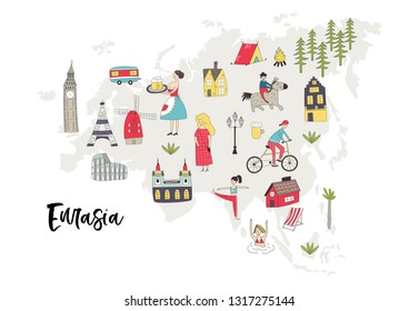 Illustrated World Map Fun Hand Drawn Stock Vector (Royalty Free) 1317275144