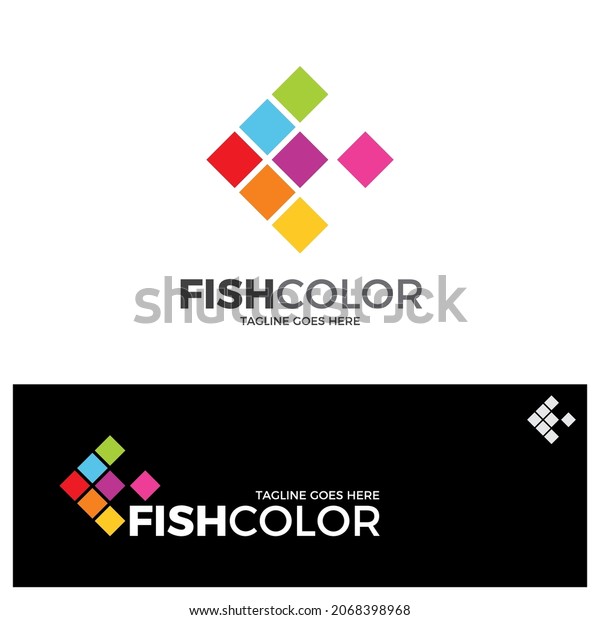 Illustrates Abstract Fish Shape Colorful Squares Stock Vector (Royalty ...