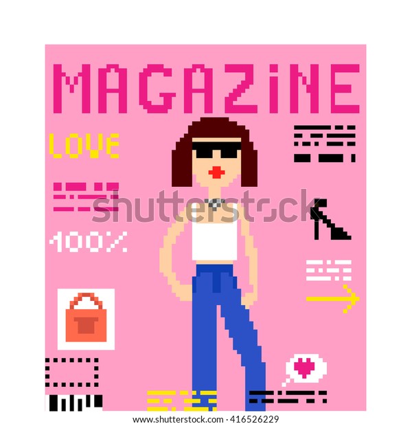 Illustration 8 Bit Pixel Art Magazine: vetor stock (livre de direitos ...