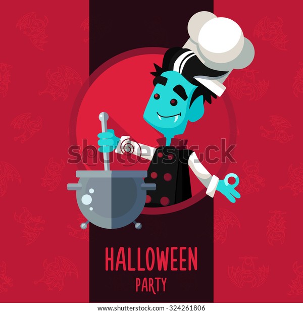 Illustration About Vampire Chef Halloween Menu Stock Vector (Royalty ...