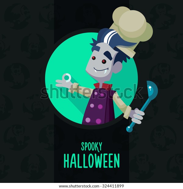 Illustration About Vampire Chef Halloween Menu Stock Vector (Royalty ...