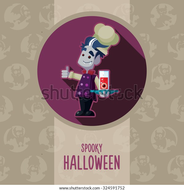 Illustration About Vampire Chef Halloween Menu Stock Vector (Royalty ...