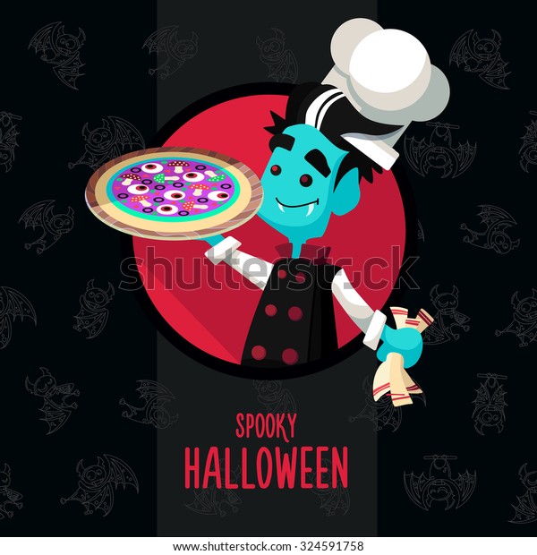 Illustration About Vampire Chef Halloween Menu Stock Vector (Royalty ...